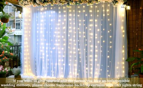 10ft X 10ft White Tulle Backdrop Curtain With Lights