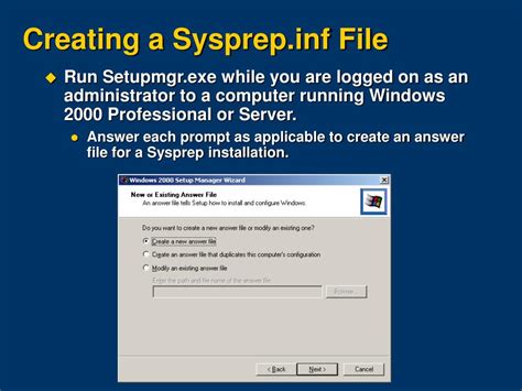 Ppt Cloning Windows 2000 And Using Sysprep Powerpoint Presentation Free Download Id 998114