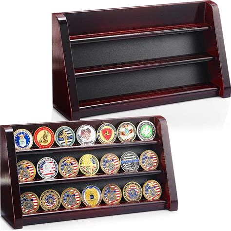 Beeveer 2 Pcs Challenge Coin Holder Display 3 Row