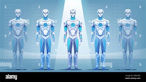 Robot Assembly Line Producing Cyborg In Factory Vector Stock Vector