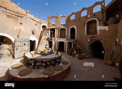 Courtyard In Traditional Berber House In Sahara Desert Matmata