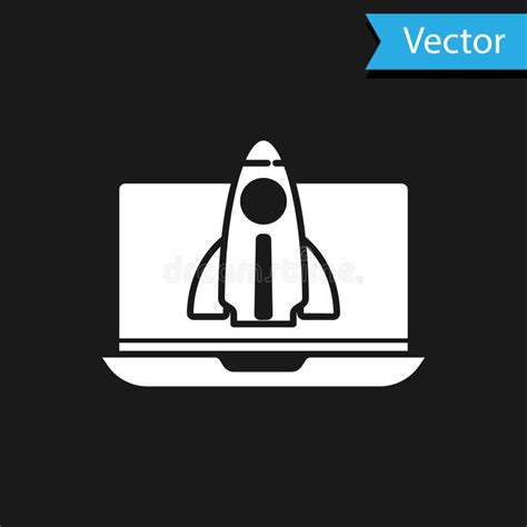 White Business Startup Project Concept Icon Isolated On Black