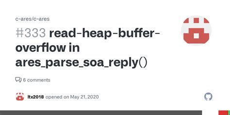 Read Heap Buffer Overflow In Aresparsesoareply · Issue 333 · C Aresc Ares · Github