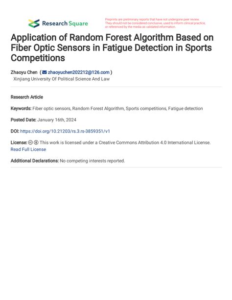 Pdf Application Of Random Forest Algorithm Based On Fiber Optic Sensors In Fatigue Detection