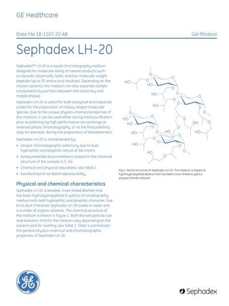 [pdf] Data File Sephadex Lh 20