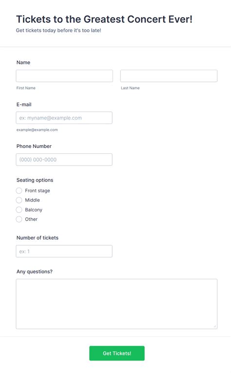 Concert Ticket Registration Form Template Jotform