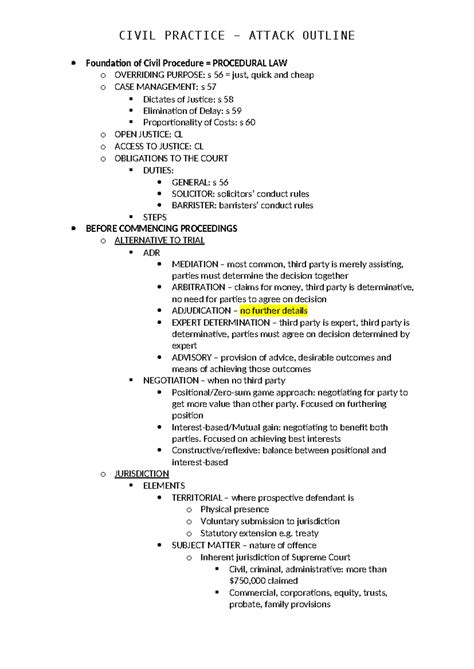 Lecture Notes Foundation Of Civil Procedure Procedural Law O Overriding Purpose S 56 Just