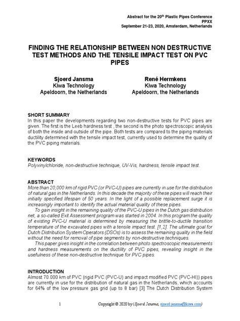 Finding The Relationship Between Non Destructive Test Methods And The Tensile Impact Test On Pvc