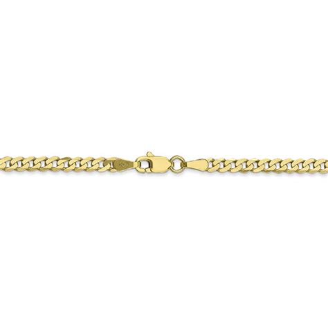 10k Gold 3mm Beveled Curb Chain 20 Length