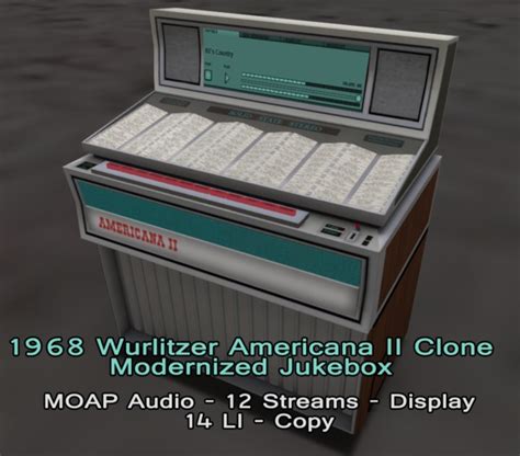 Second Life Marketplace 1968 Wurlitzer Americana Ii Clone Modernized