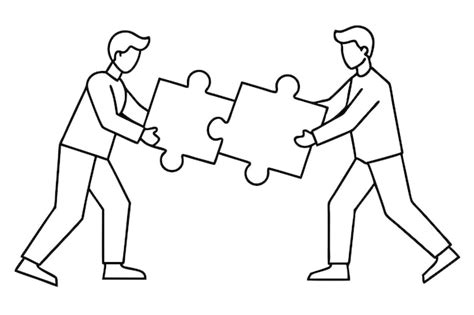 Premium Vector Teamwork Concept With Two People Assembling Puzzle Pieces