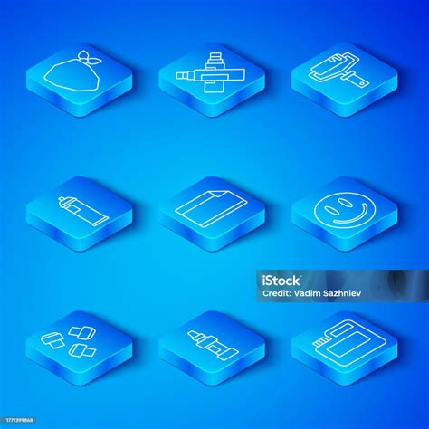 선 마커 펜 부착 종이 접착 스티커 웃는 얼굴 페인트 롤러 브러시 스프레이 캔 파손 및 페인트 구 아슈 항아리 염료 아이콘을