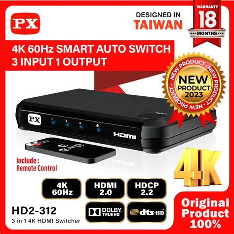Jual HDMI Switcher Audio Video 4K Switch Adapter 3 Input 1 Output 3Port PX HD2 312 Shopee