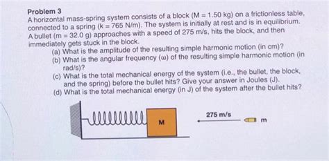 Solved Problem 3 A Horizontal Mass Spring System Consists Of
