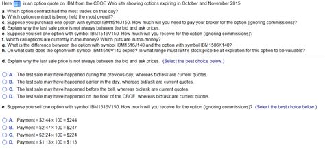 Solved Here Is An Option Quote On Lbm From The Cboe Web Site