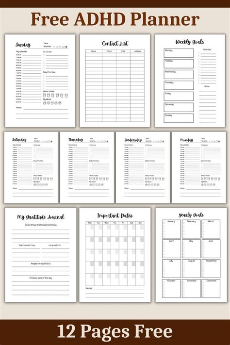 hi here i am sharing with you 12 free adhd planner template you will