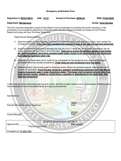 Fillable Online Emergency Justification Form Requisition Req2100915 Fax Email Print
