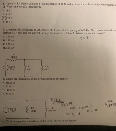 Solved A Parallel RL Circuit Contains A Total Resistance Chegg