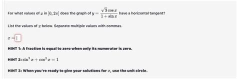 Solved For What Values Of X In 0 2pi Does The Graph Of Y