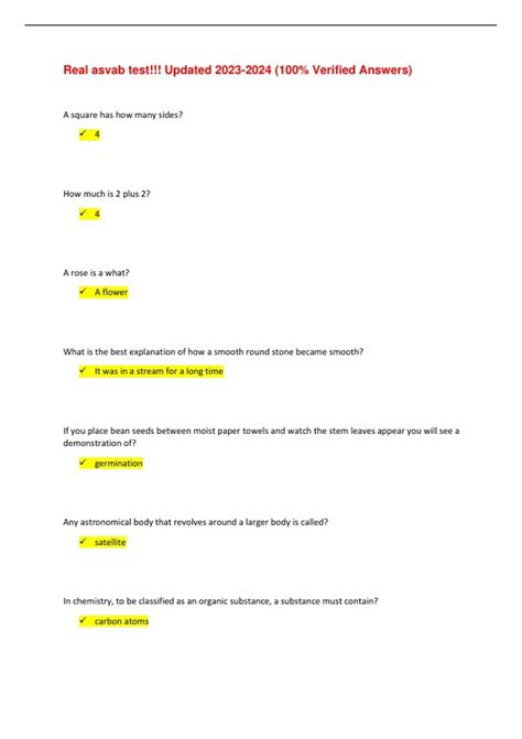 Real Asvab Test Updated 100 Verified Answers Asvab Stuvia Us