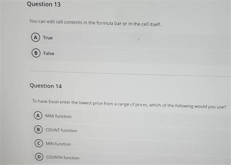 Solved You Can Edit Cell Contents In The Formula Bar Or In Chegg Com