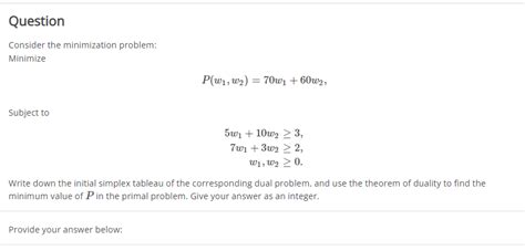 Question Consider The Minimization Problem Minimize Chegg