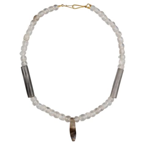 Ancient Tairona Crystal Beads With Smoky Quartz And Bird Pendant 22k