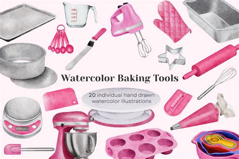 Watercolor Baking Tools And Supplies Graphic By Artalia · Creative Fabrica