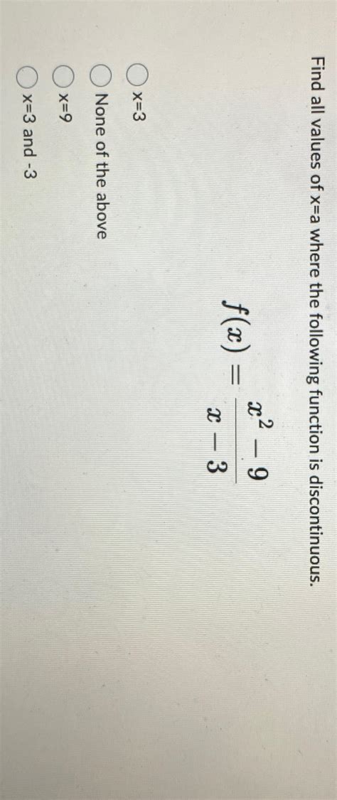 Solved Find All Values Of Xa Where The Following Function