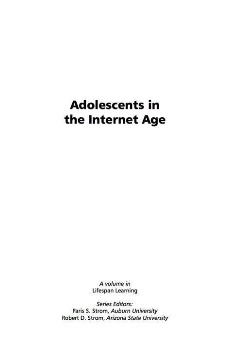 Adolescents In The Internet Age â€ Pdfepub Version Downloadable