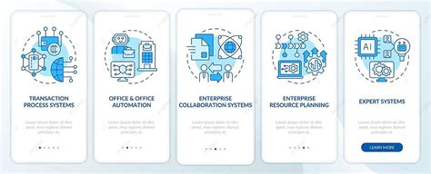 Blue Screen Showcasing Diverse Information Systems For Onboarding Mobile App Vector App Ui