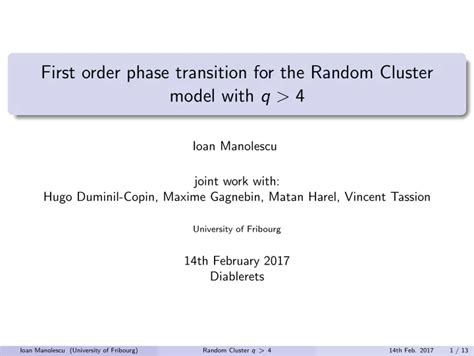 Ppt First Order Phase Transition For The Random Cluster Model With