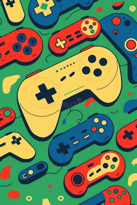 Gamepad Seamless Pattern Background Retro Video Game Controller Stock Illustration