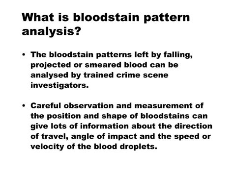 PPT Bloodstain Pattern Analysis PowerPoint Presentation Free Download ID