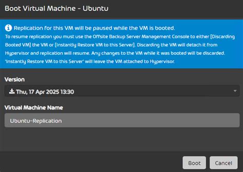 How Can I Boot A Replicated Vm Hornetsecurity Knowledgebase