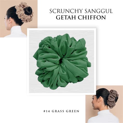 Large Chiffon Shaping Scrunchie Grass Green Fatina Couture