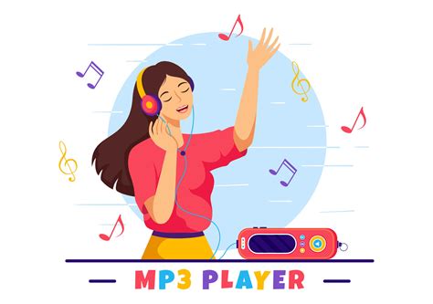 Mp3 Player Vector Illustration With Musical Notation Headphones