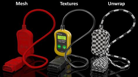 Obd2 Code Reader Yellow Vertical Position 3d Model 34 3ds Blend