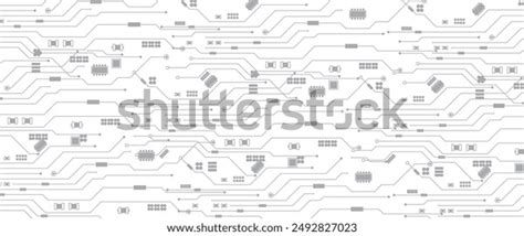 Abstract Technology Circuit Board Background Grey Stock Vector Royalty