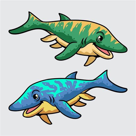 Cute Shastasaurus Aquatic Dinosaur Character Mascot In Cartoon Illustration 66191041 Vector Art