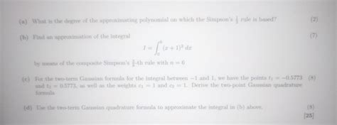 Solved A What Is The Degree Of The Approximating Chegg