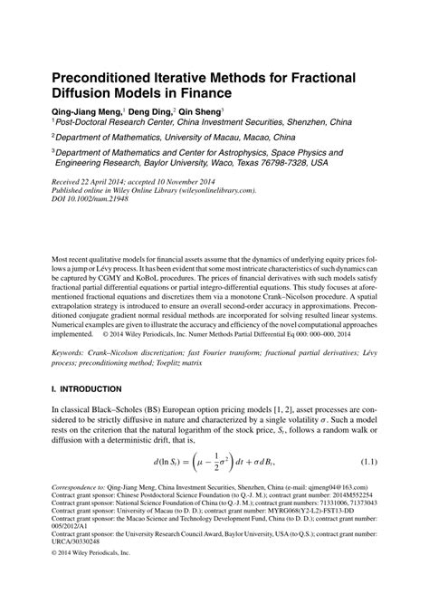 pdf preconditioned iterative methods for fractional diffusion models