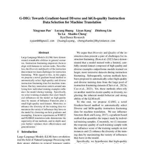 G Dig Towards Gradient Based Diverse And High Quality Instruction Data