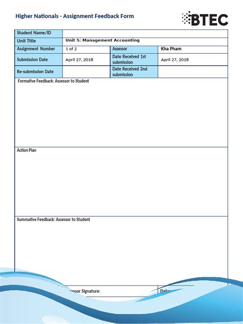 3 Assignment Feedback Form Pdf