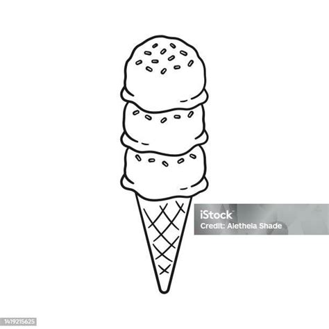 설탕 콘 라인 아트 개요 만화 일러스트레이션에 뿌려진 트리플 스쿱 아이스크림 아이들을위한 색칠 공부 책 페이지 활동 워크 시트 0명에 대한 스톡 벡터 아트 및 기타 이미지
