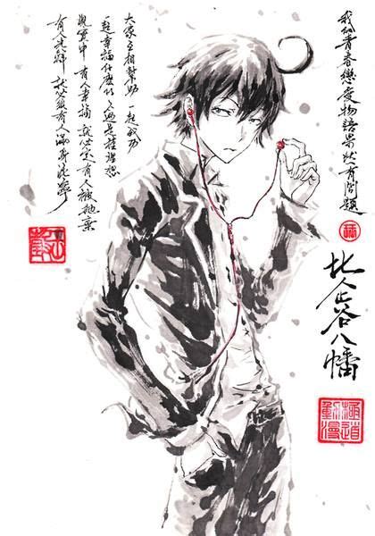 만화 애니메이션 캐릭터 수묵화 일러스트 모음 120장 네이버 블로그 比企谷八幡 ロマンスアニメ 八幡