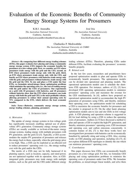 Pdf Evaluation Of The Economic Benefits Of Community Energy Storage Systems For Prosumers