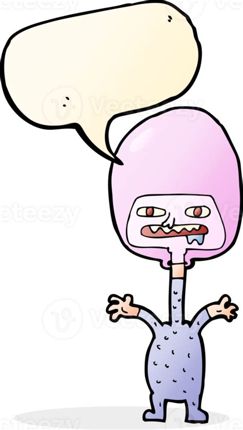 Cartoon Space Alien With Speech Bubble 45023102 Png