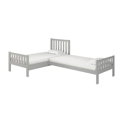 Aurora Corner L Shaped Twin Wood Bed Set White Wood Bed Set Alaterre