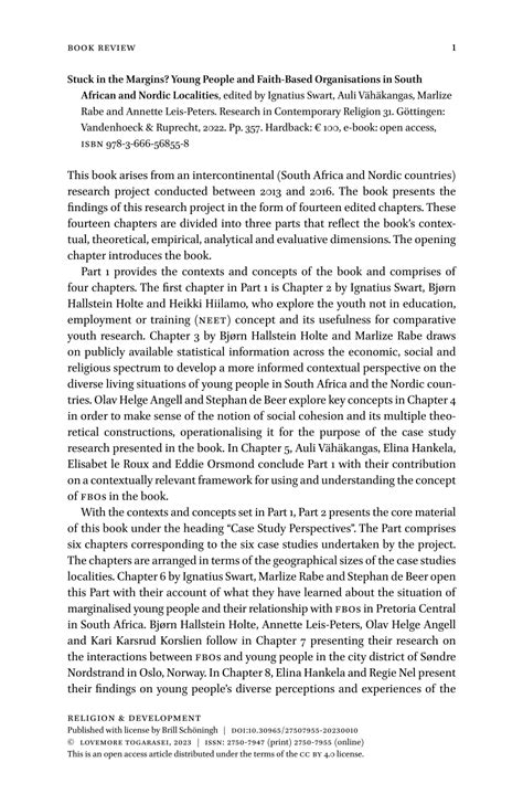 Pdf Stuck In The Margins Young People And Faith Based Organisations